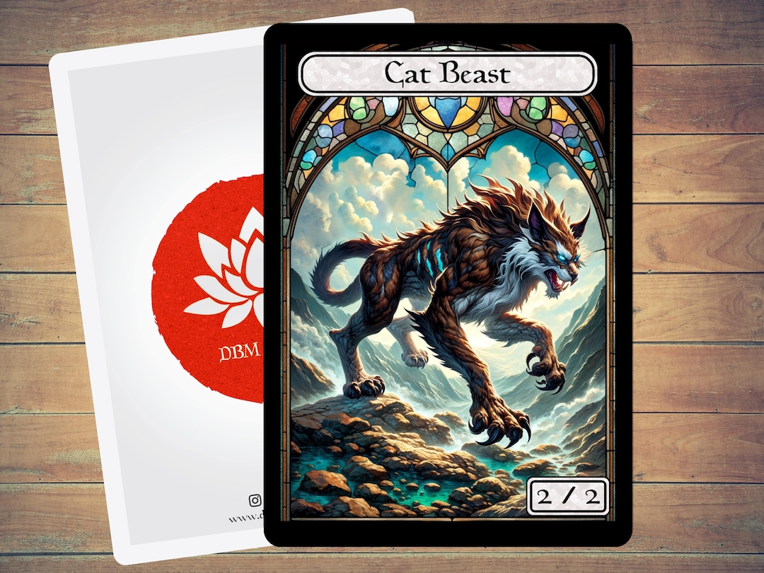 Cat Beast Token MTG Token Stained Glass Art Token 5 Pack for Magic and ...