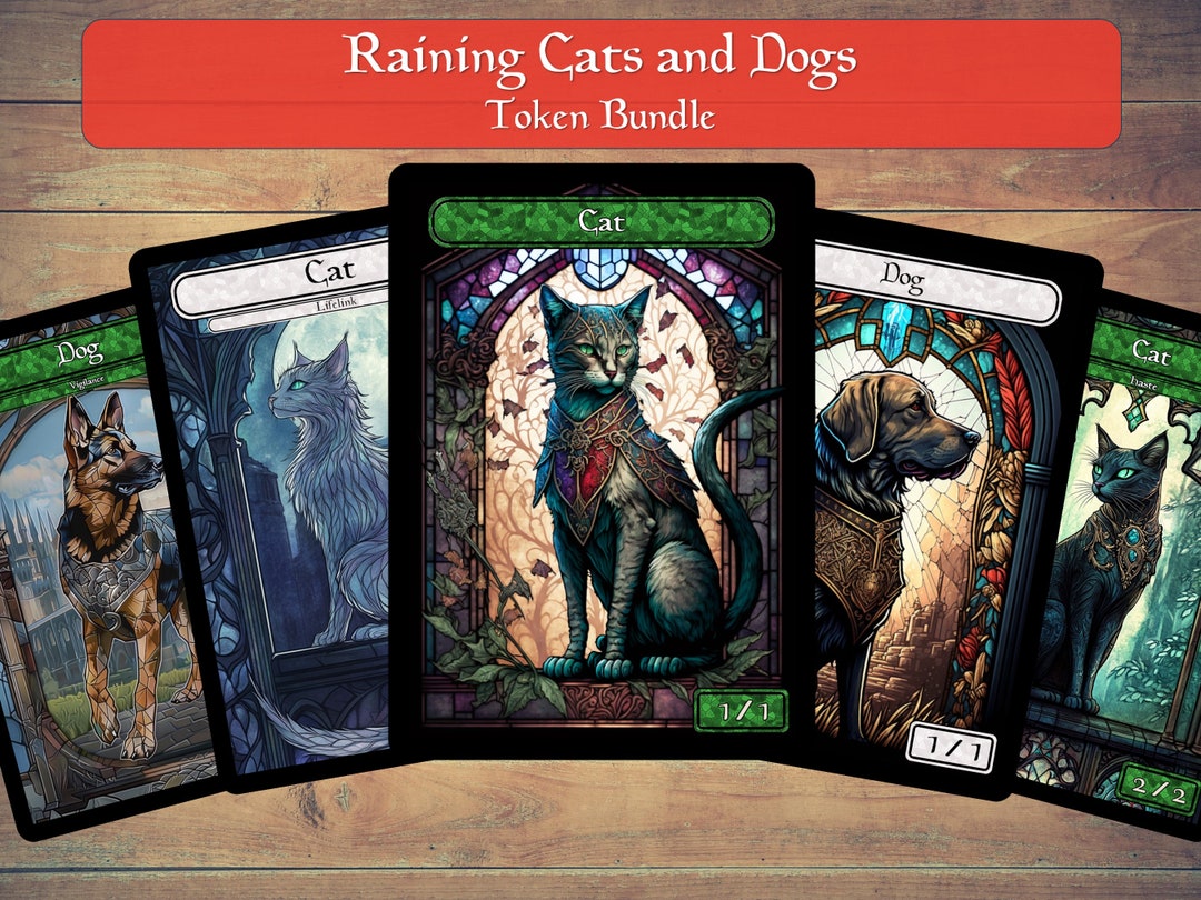 Cats and Dogs Deck Cat Token Dog Token Bundle Stained Glass Art Pack ...