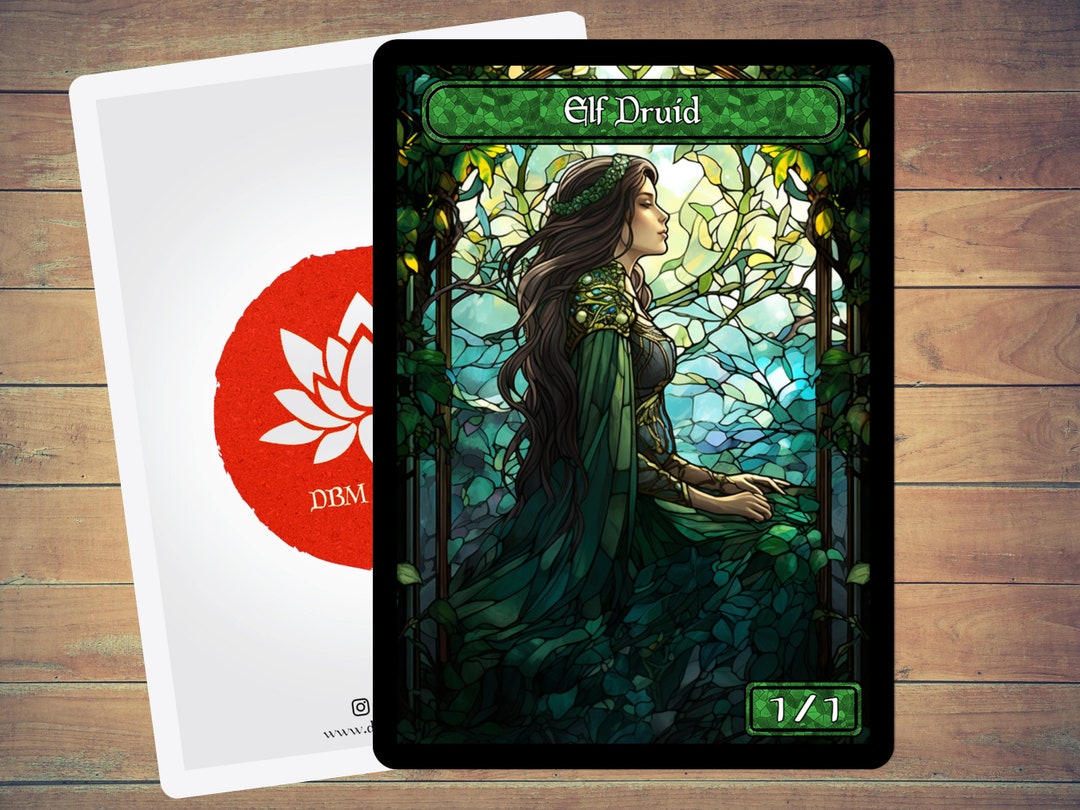 Elf Druid Token MTG Token Stained Glass Art Token 5 Pack for Magic and ...