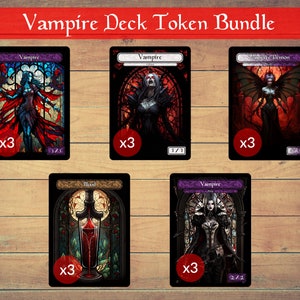Vampire Deck Vampire Token Bundle Stained Glass Art Vampire Token Blood Token Vampire Demon ...