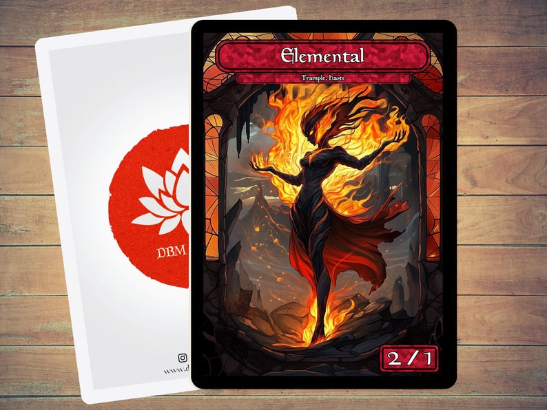 Elemental Token MTG Token Stained Glass Art Token 5 Pack for Magic and ...
