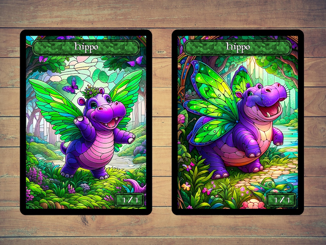 Hippo Token MTG Token Stained Glass Art Token 5 Pack for Magic and ...