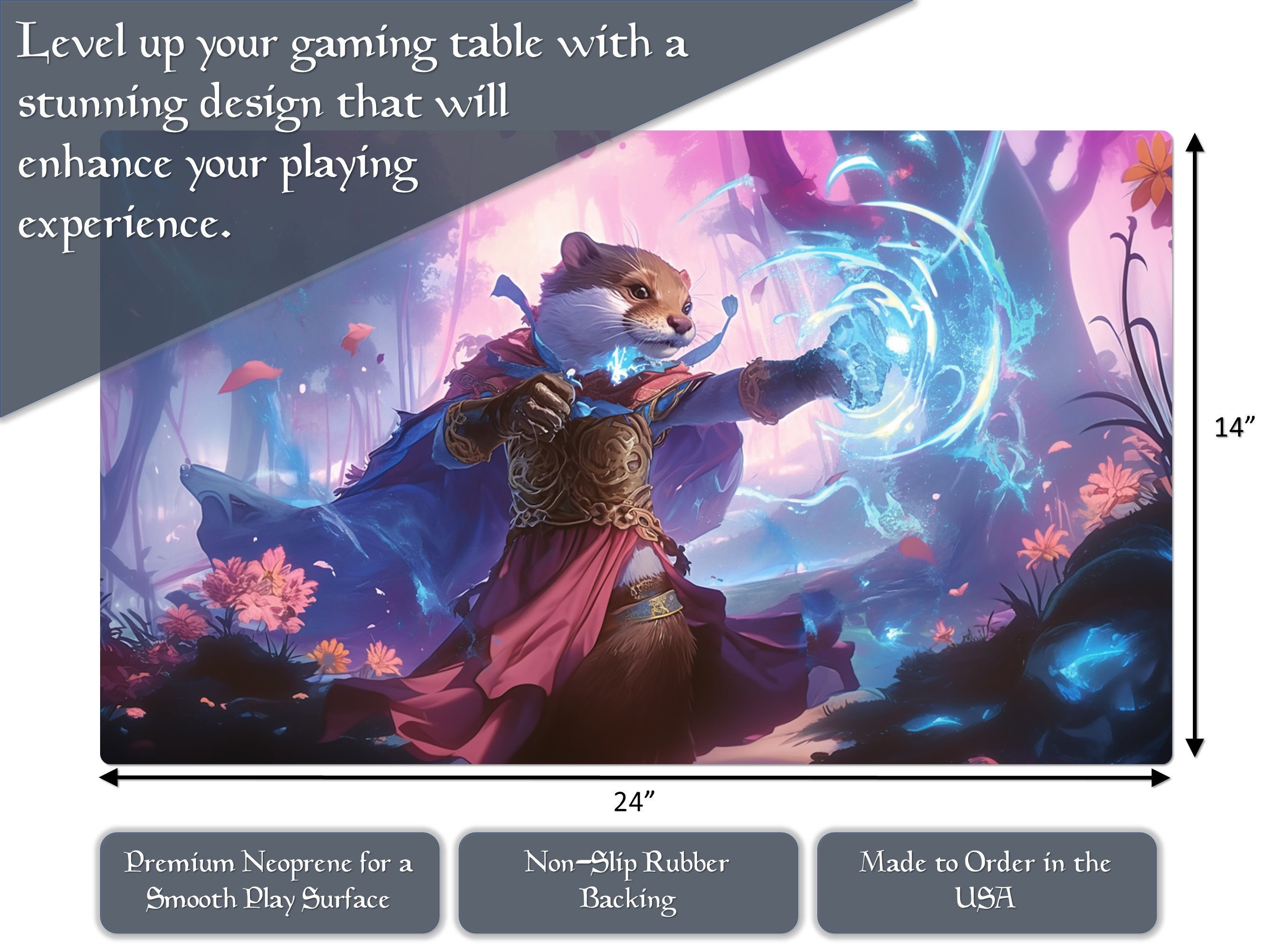 Otter Mage Playmat 14" X 24" Playmat for Card, Ccg, and Tabletop Games ...