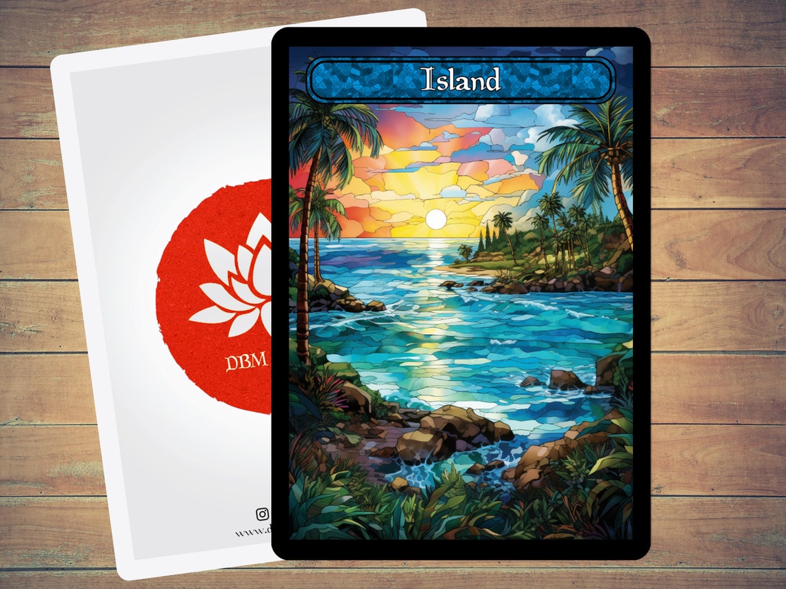 Basic Land Token MTG Token Stained Glass Art Token 5 Pack for Magic and ...