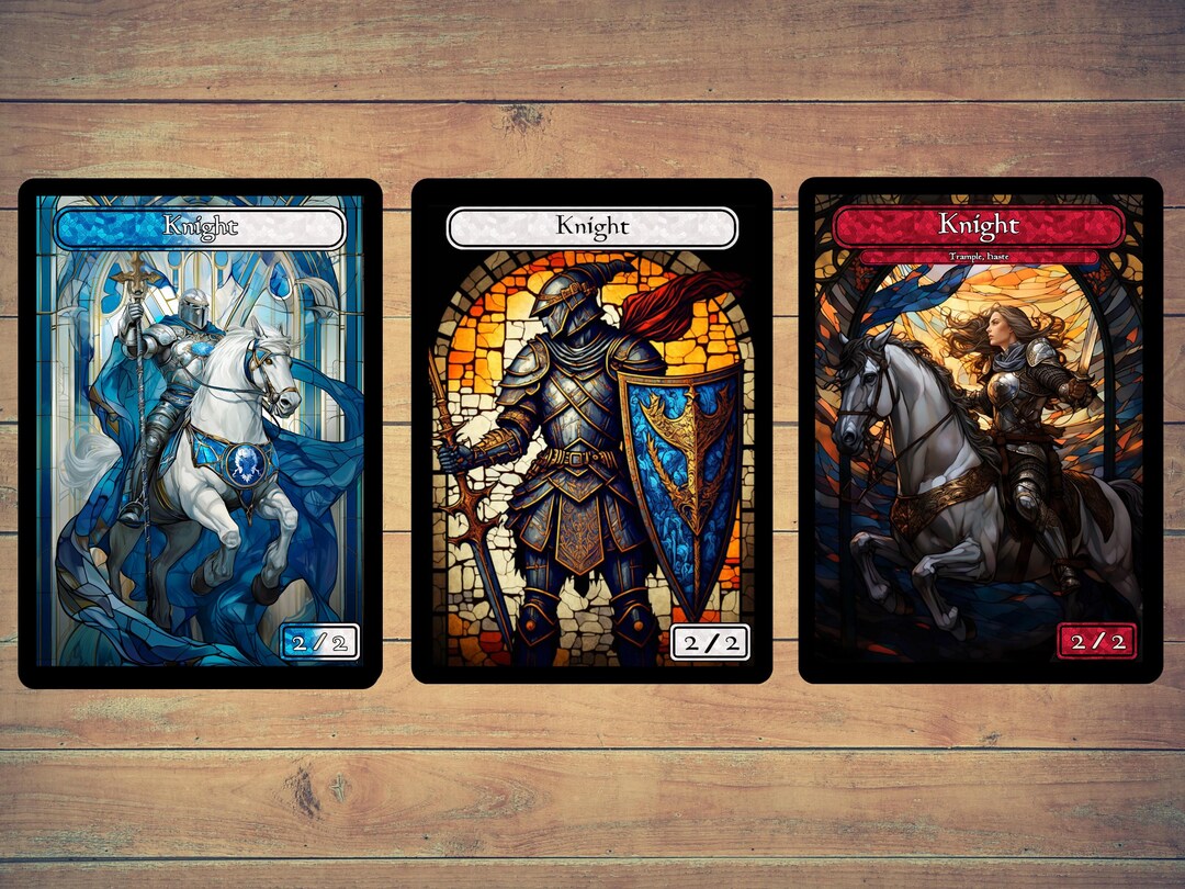 Knight Token MTG Token Stained Glass Token Art Token 5 Pack for Magic ...