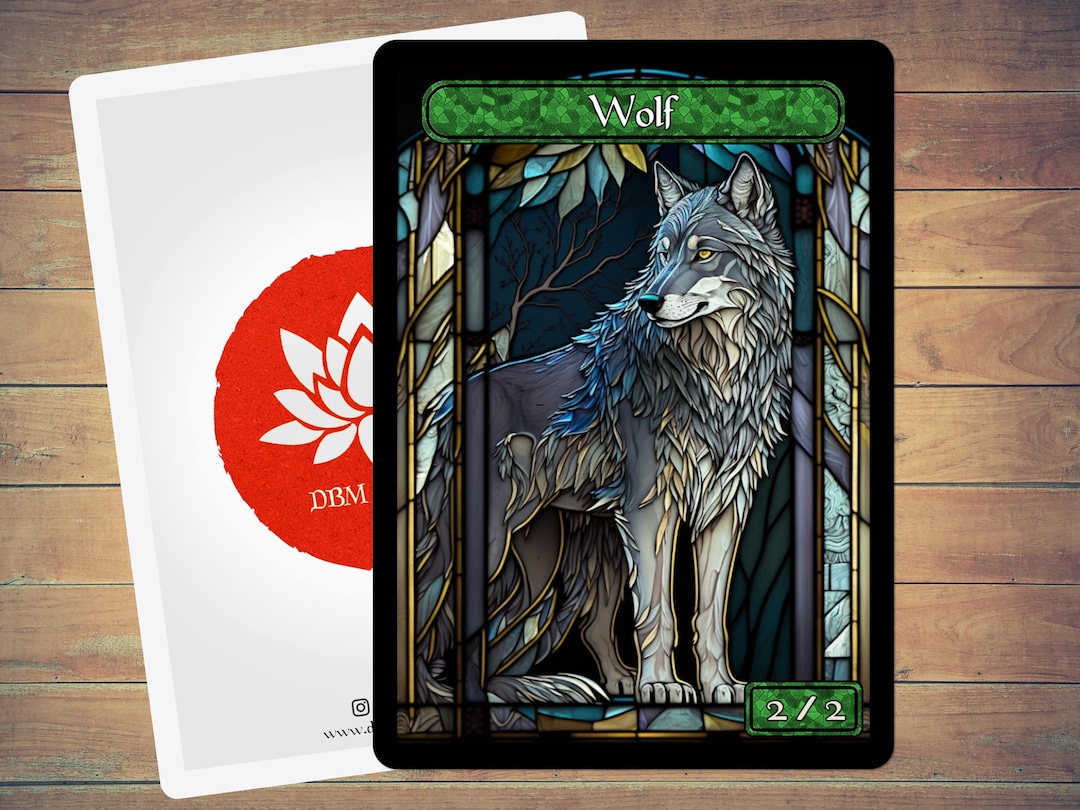 Wolf Stained Glass Art Token 5 Pack for Magic and Other Collectable ...