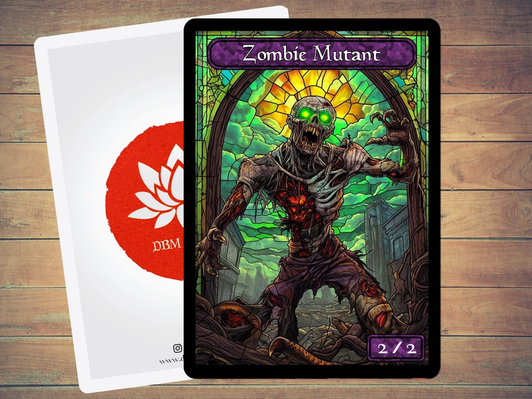 Zombie Mutant Token MTG Token Zombie Token Stained Glass Art Token 5 ...