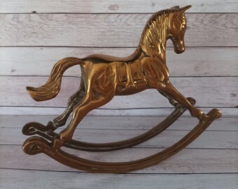 Vintage Brass Rocking Horse Figurine - Etsy