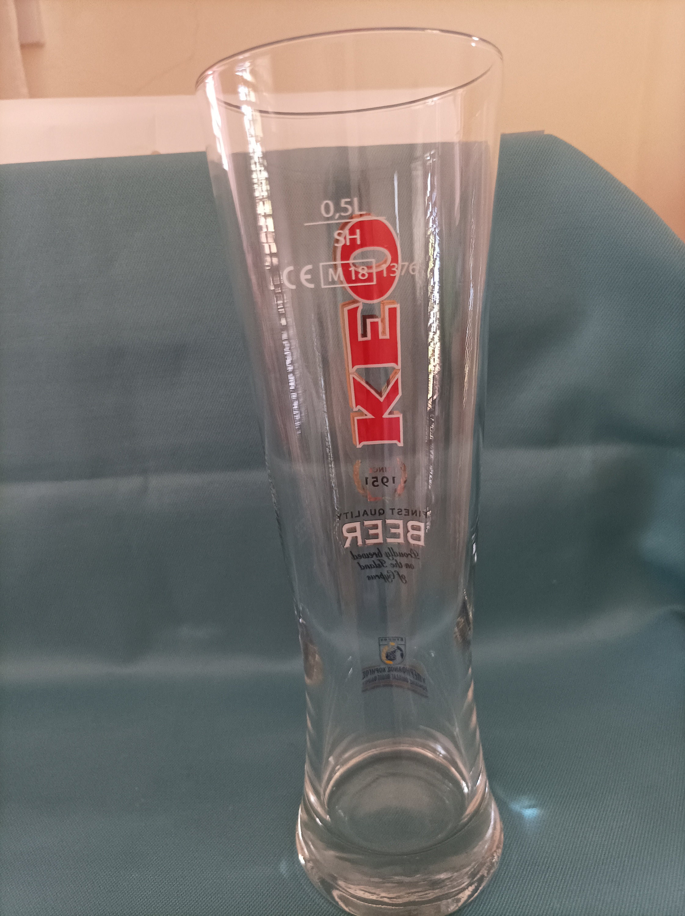 KEO Beer Glass 05L. Proud Sponsor Cyprus National Football - Etsy
