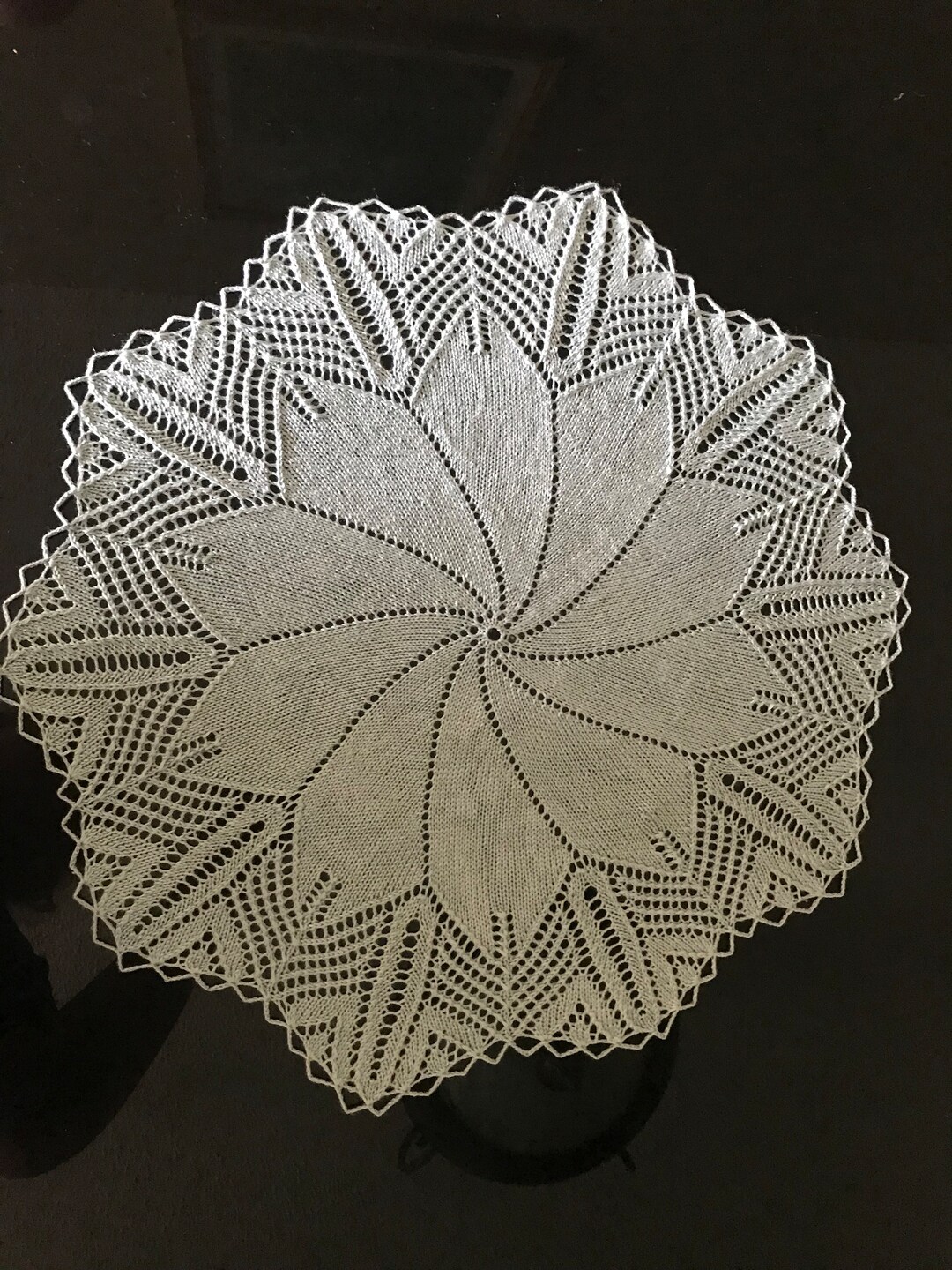 Homemade Knit Lace Centerpiece, Light Blue Coffee Table Mat, Heirloom ...