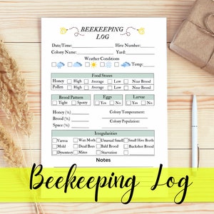Beekeeping Log Printable, Bee Keeping Record - Etsy