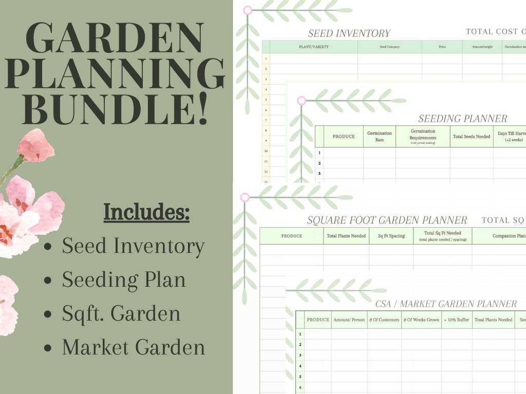 Garden Planning Bundle - Garden Planning, Market Garden, Seed Inventory ...