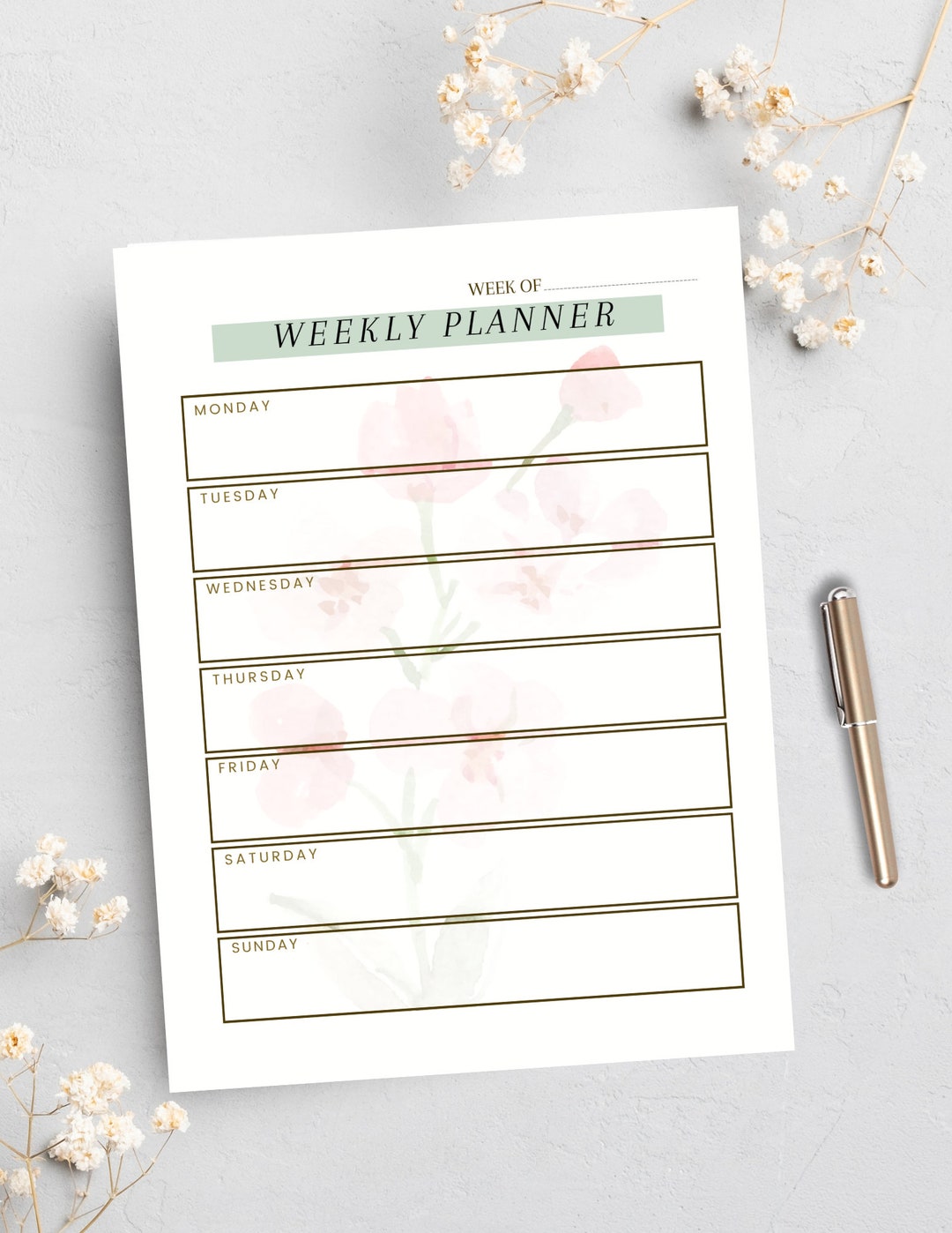 Weekly Planner Printable | Floral Weekly Planner | Weekly Planning ...