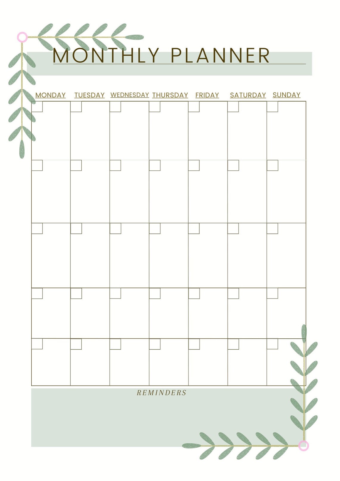 Monthly Planner Printable - Instant Download - Etsy