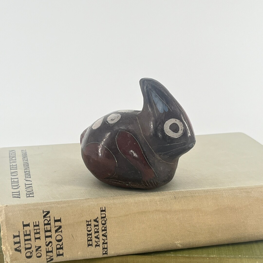 Vintage Hand Painted Mexican Tonala Pottery Tiny Ceramic Bunny Rabbit ...
