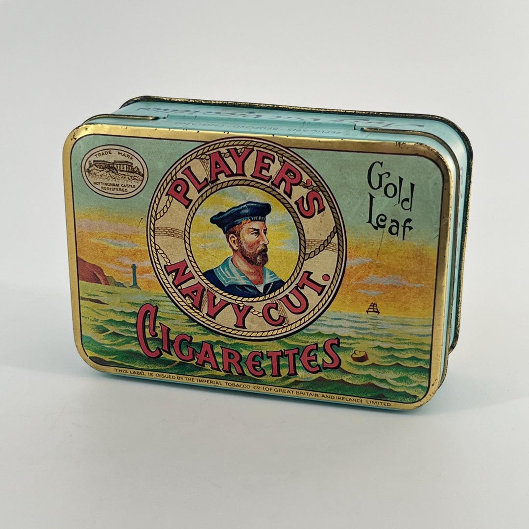 Vintage British John Player “navy Cut” Gold Leaf Litho Tin Box ...