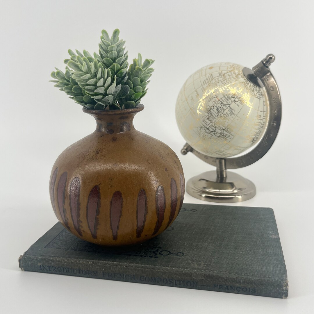 Vintage Brown Otagiri Pottery Bud Vase With OMC Sticker - Etsy
