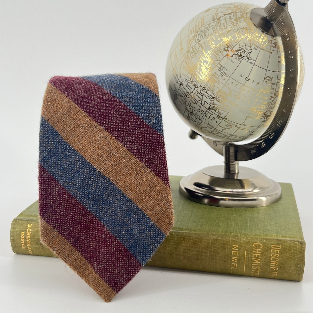 Vintage John Henry Striped Saxony Wool Skinny Neck Tie Woven in England ...