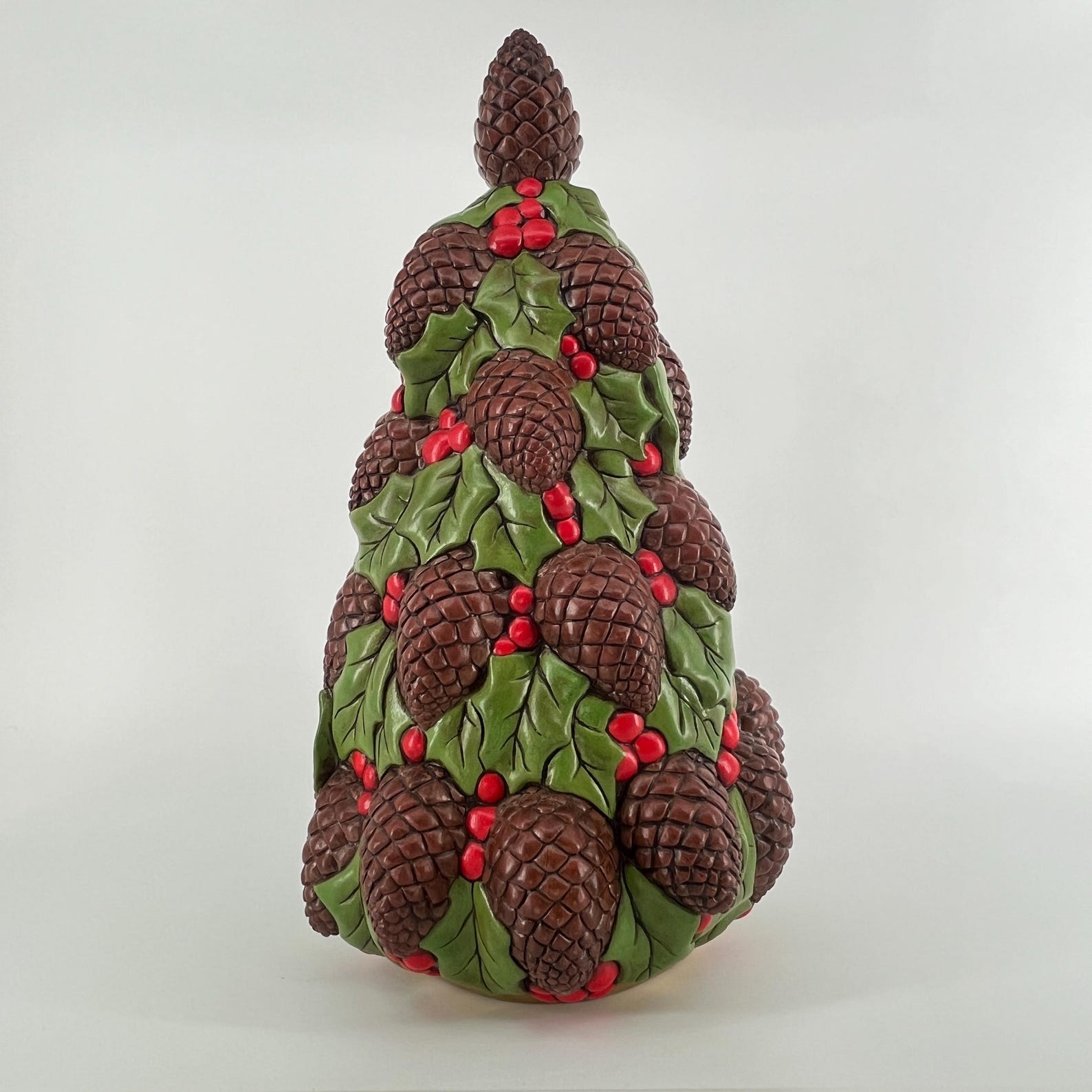 70s Jamar Mallory Studio Hand Painted Large Ceramic Pinecone Holly ...