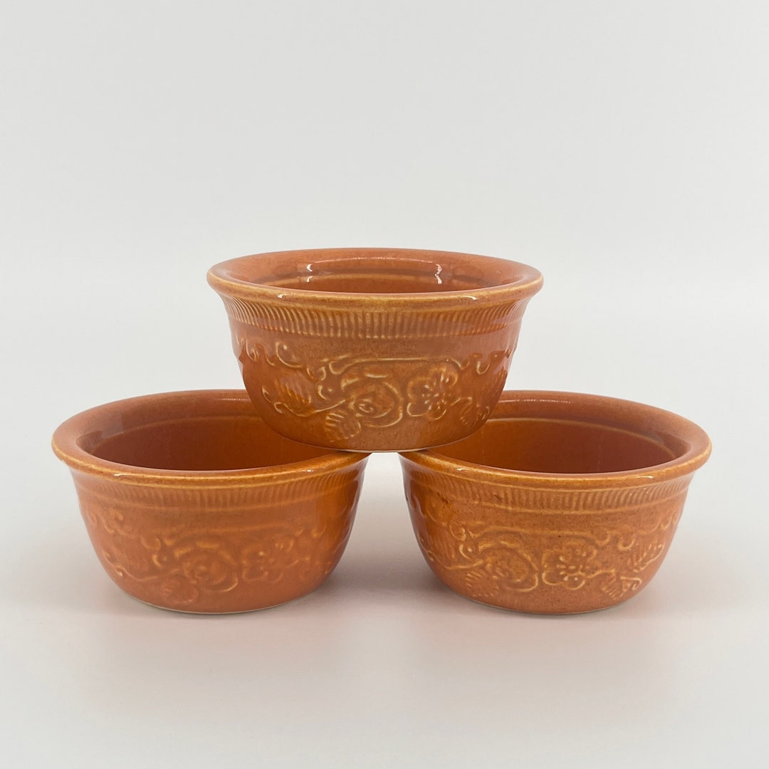 Vintage Homer Laughlin Pumpkin Orange Floral Oven Serve Ramekins - Etsy