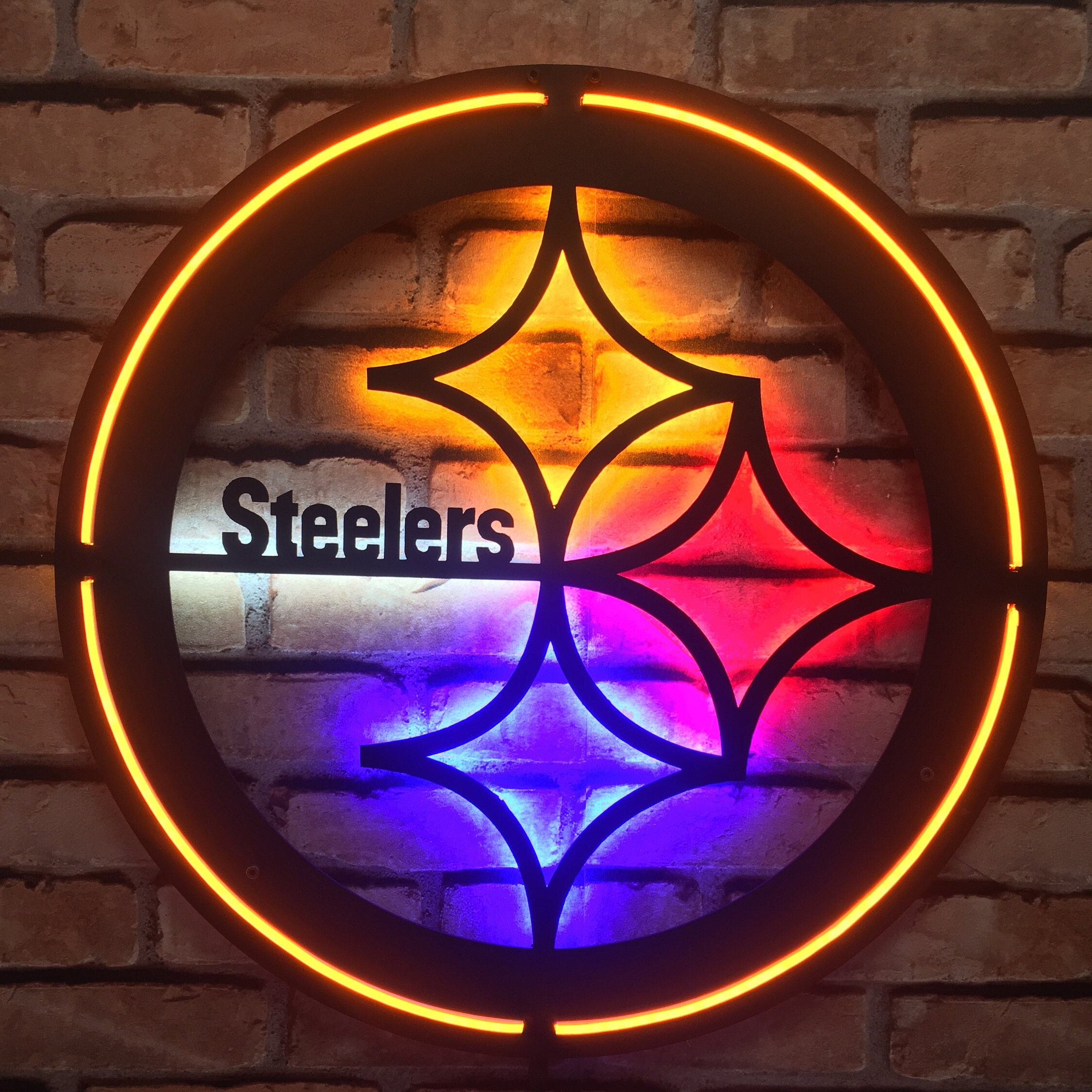 Pittsburgh Steelers Neon Led Metal Wall Sign, Steelers Mancave Decor ...