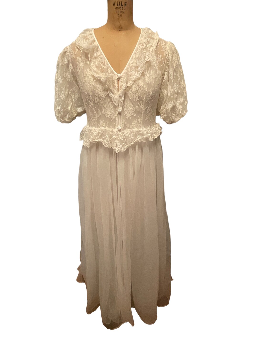 Vintage 80’s Ilise Steven’s Sheer 2 Piece White Nightgown Lingerie Lace ...