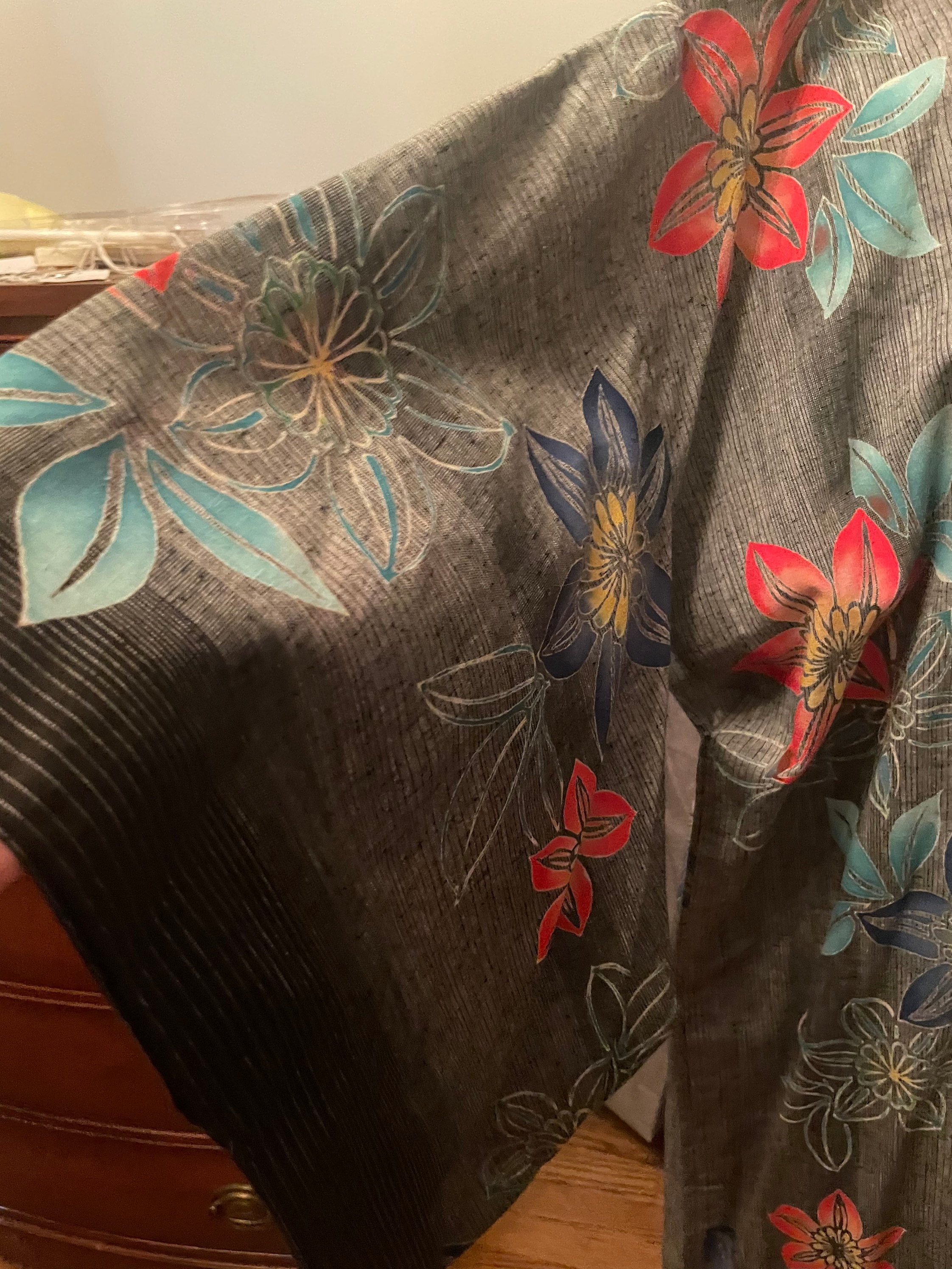 Vintage 80’s Hayashi Kimono Tokyo Japan Floral Robe Red Belt 2nd Belt ...