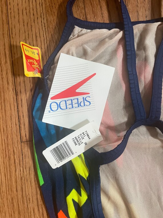 Vintage 80’s Speedo Navy Neon Zig Zag 38 One Piece Sw… - Gem