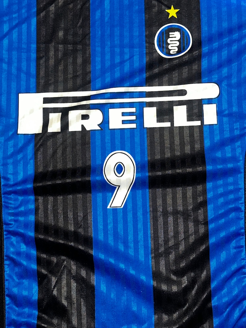 Vintage 90’s N.B. Inter Milan 9 Ronaldo Pirelli Biscione Dragon Jersey ...