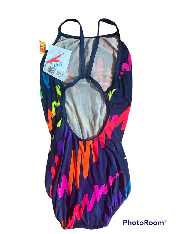 Vintage 80’s Speedo Navy Neon Zig Zag 38 One Piece Sw… - Gem