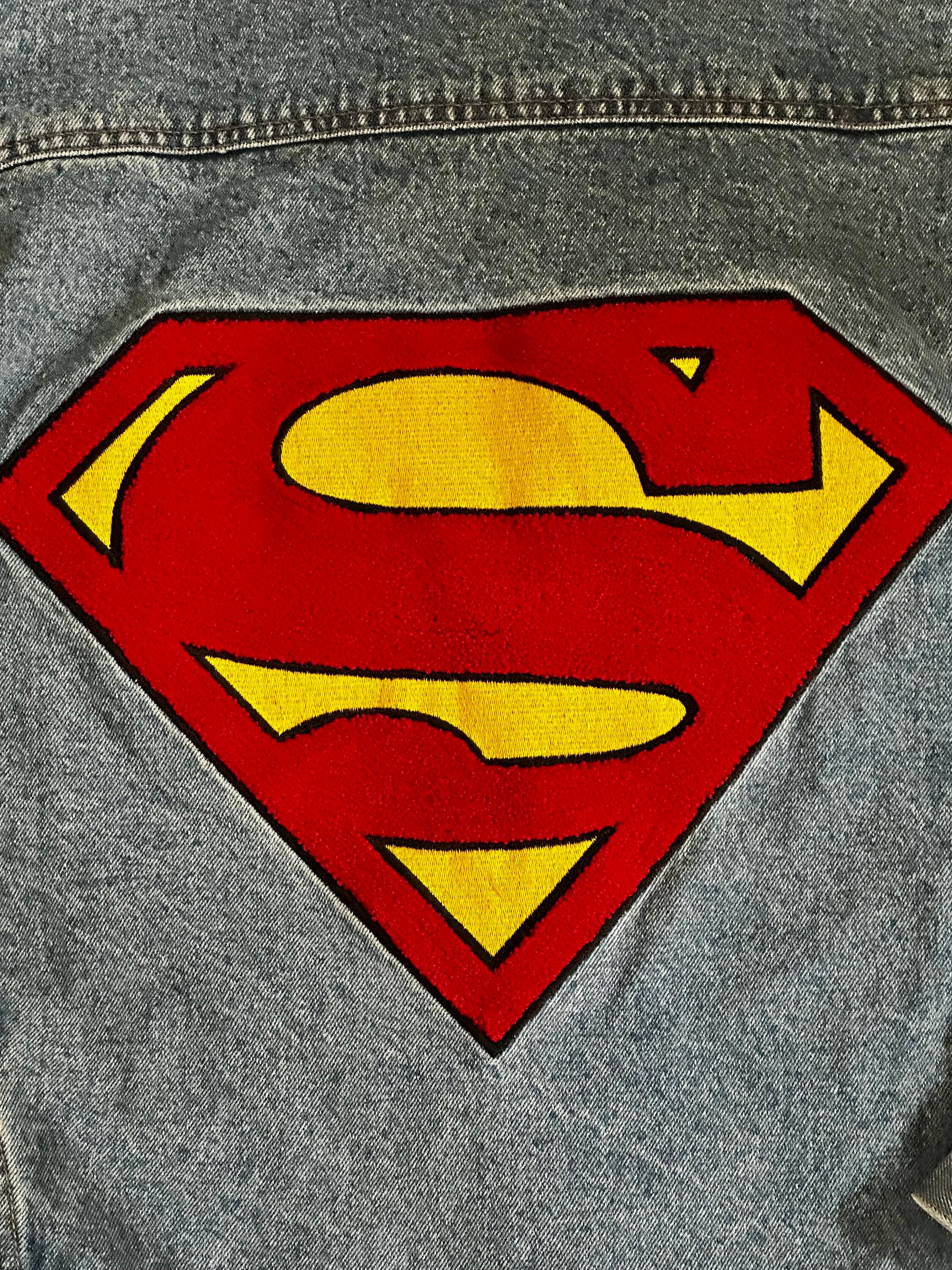 Vintage 90’s DC Comics Superman Back Patch Denim Buttondown Trucker ...