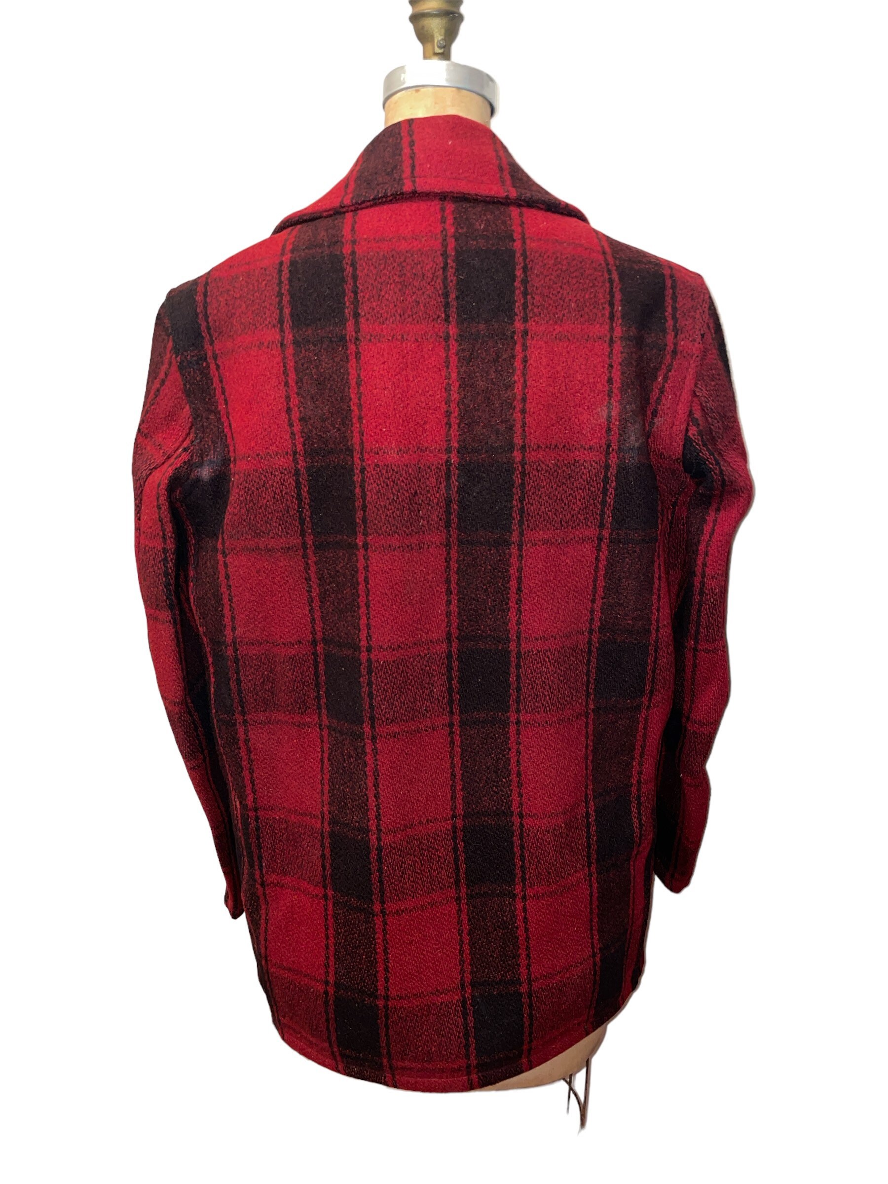 Vintage 50s Sears Robuck Hercules Red Buffalo Plaid Heavy Wool Hunting ...