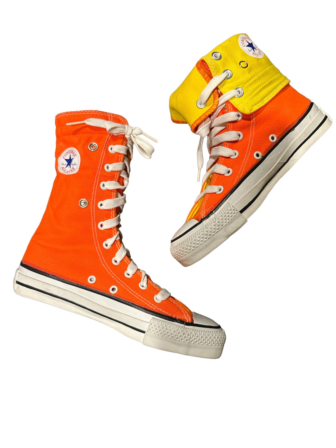 Vintage 90’s Converse Fold Over Neon Orange Yellow Snap Down High Top ...