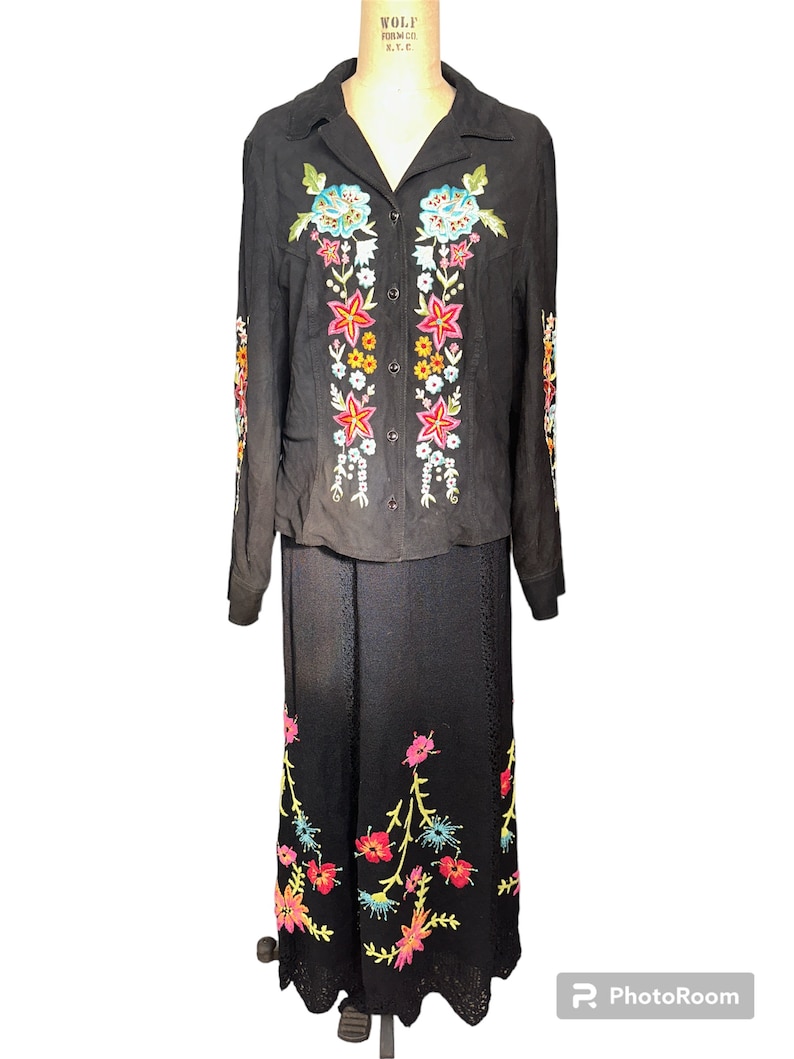 Vintage Double D Ranch Suede Leather Snap Front Embroidered Shirt ...