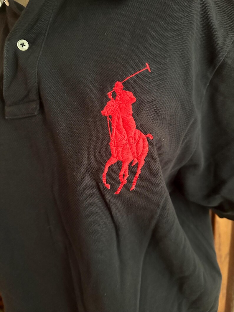 Vintage 90’s Polo Ralph Lauren Black Red Stitch Large Pony IU Indiana ...