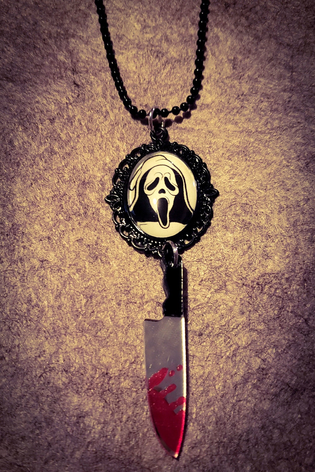 Ghostface Necklace Scream Horror Movie Ornate Pendant With - Etsy