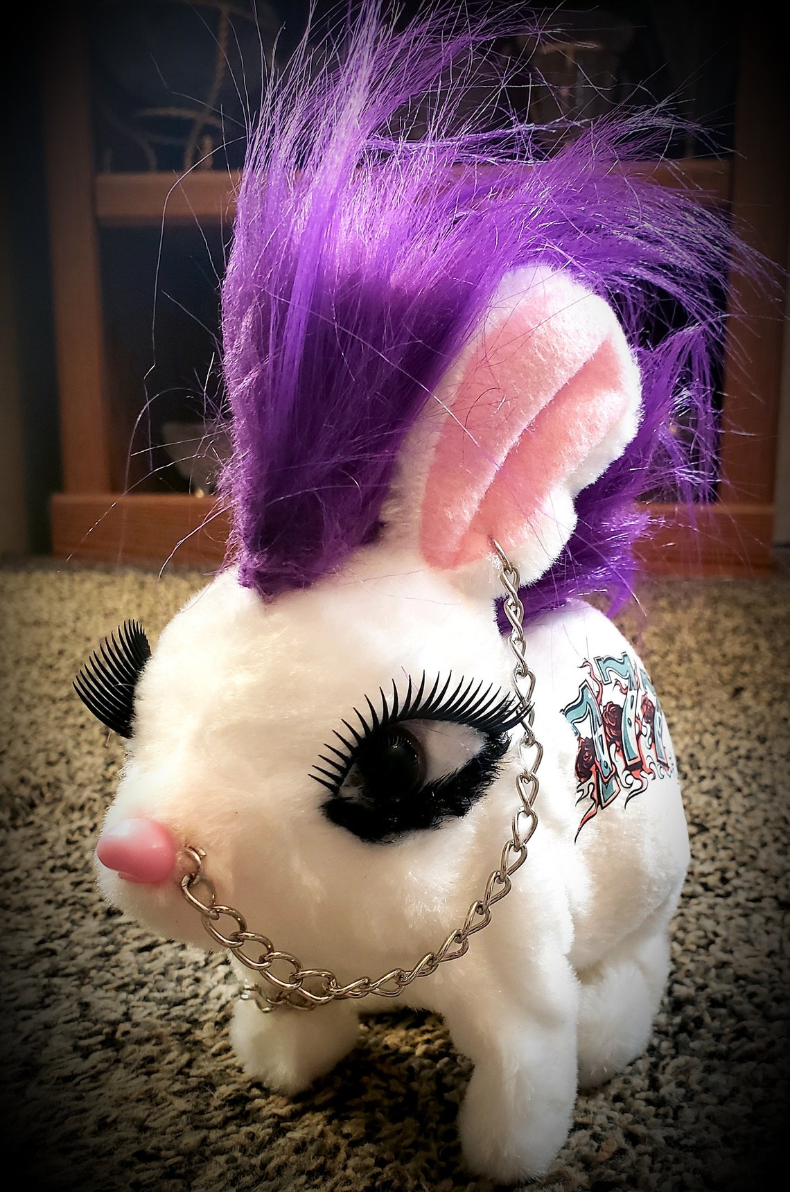Rad Rabbit Punk Rock, Alt, Goth Girl Rabbit Toy That Hops and Squeaks ...