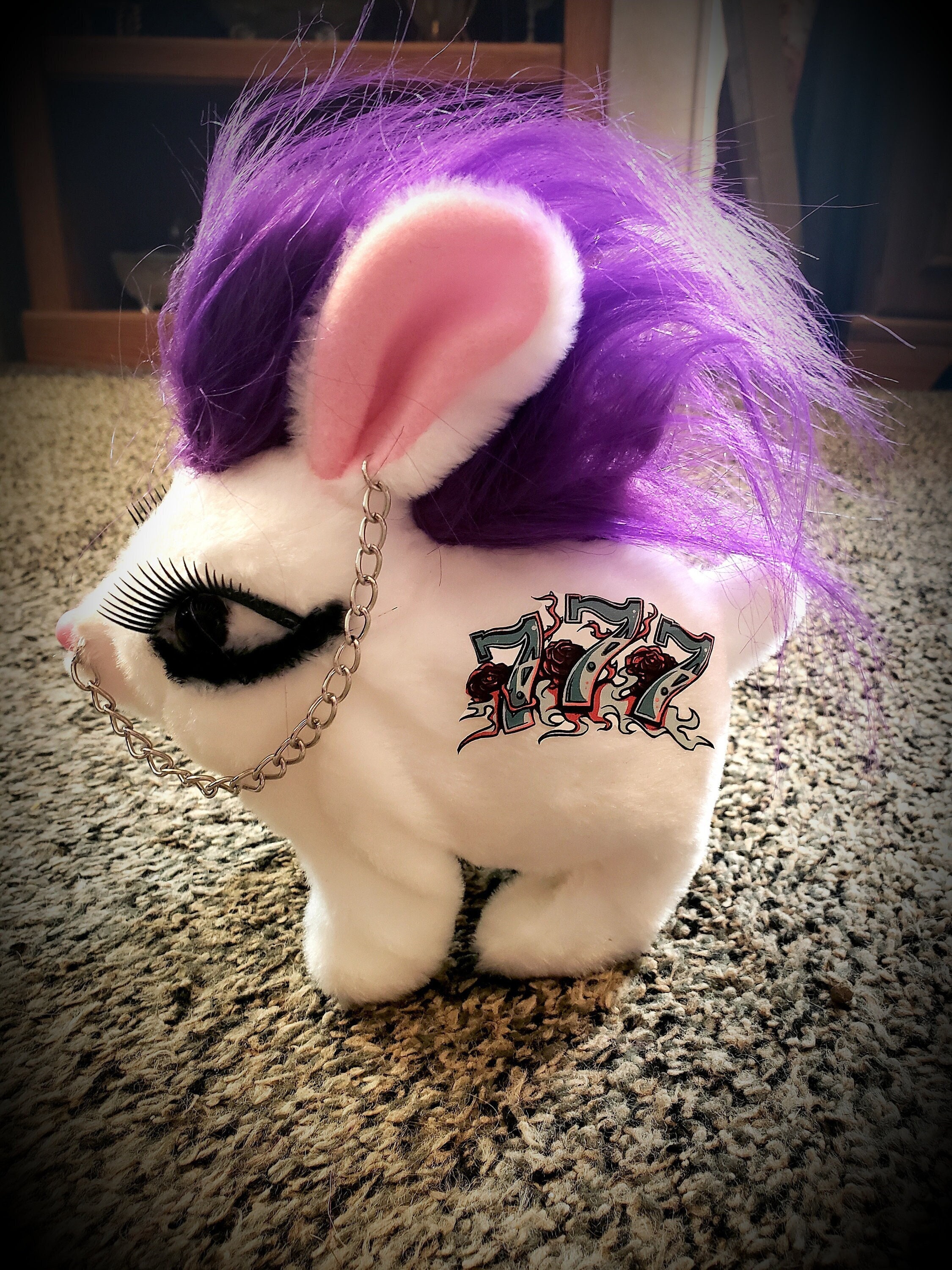 Rad Rabbit Punk Rock, Alt, Goth Girl Rabbit Toy That Hops and Squeaks ...