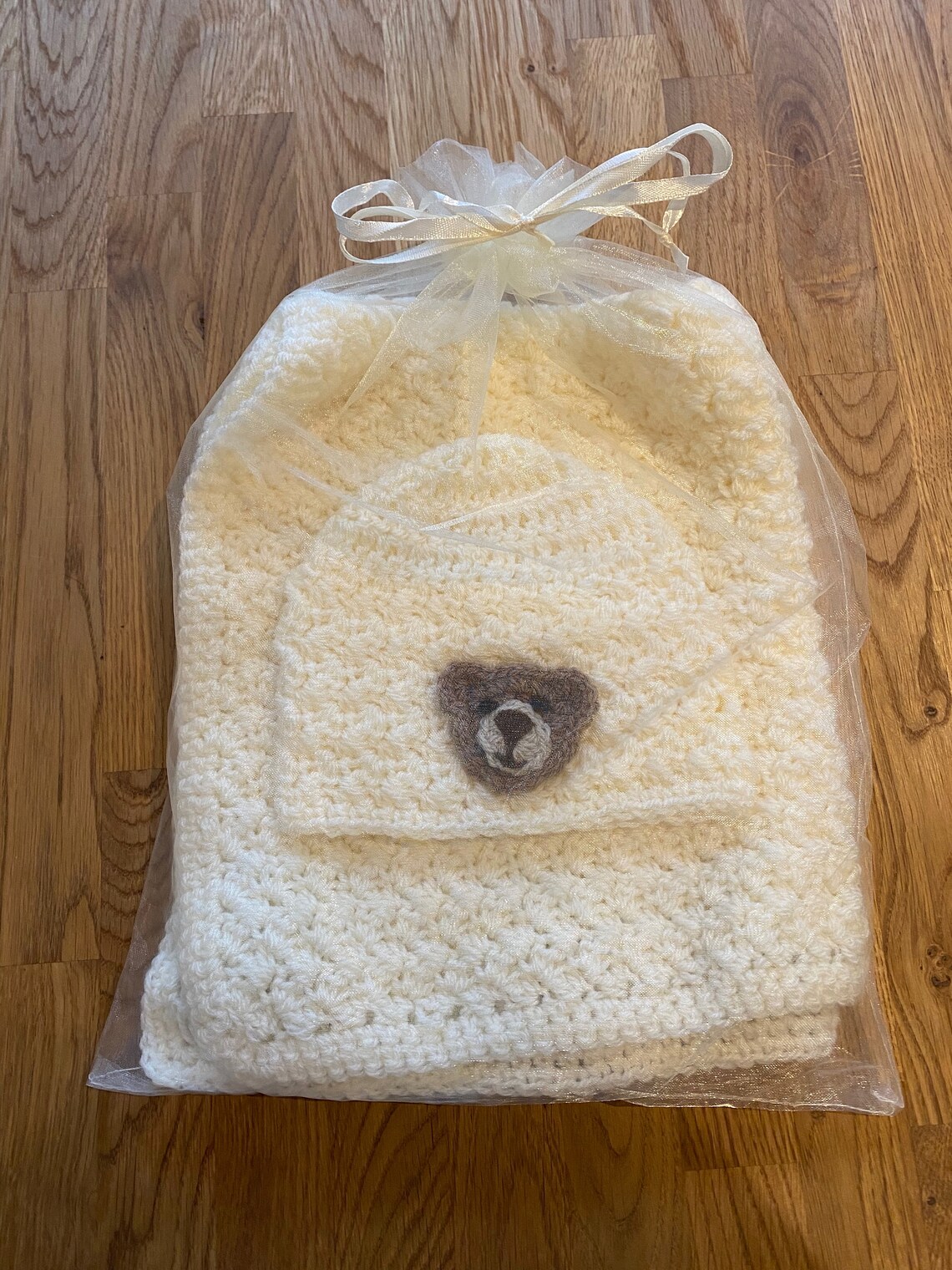 Newborn Baby Teddy Bear Gift Set Crochet Patterns Unisex Baby Blanket ...