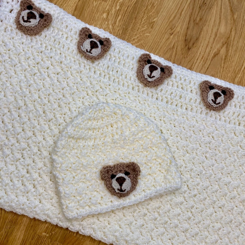 Newborn Baby Teddy Bear Gift Set Crochet Patterns | Unisex Baby Blanket ...