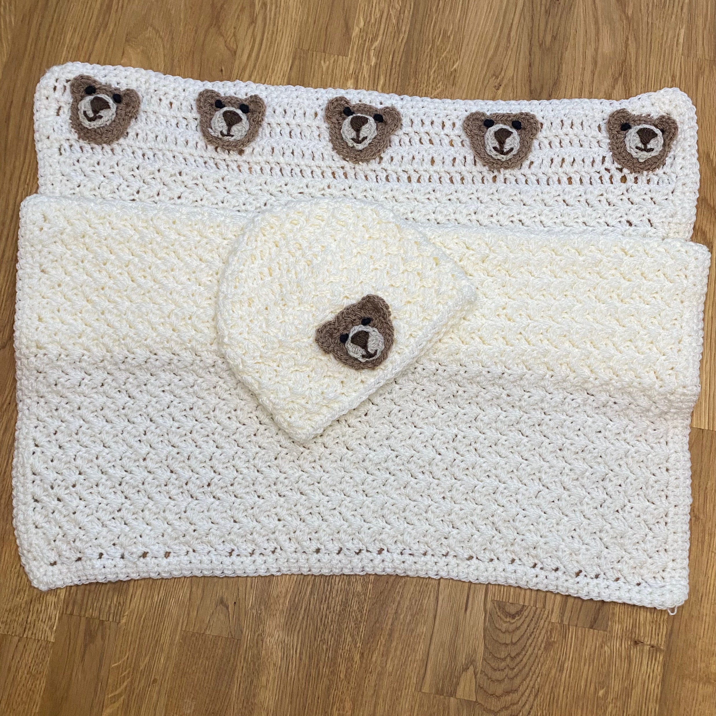 Newborn Baby Teddy Bear Gift Set Crochet Patterns Unisex Baby Blanket ...