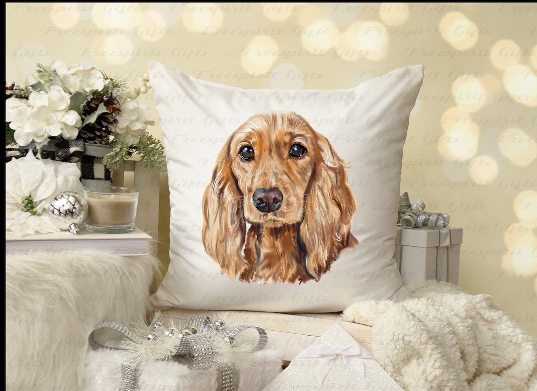 Cocker Spaniel Dog Lovers Velvet Cushion. Hand Painted Design. Artist ...