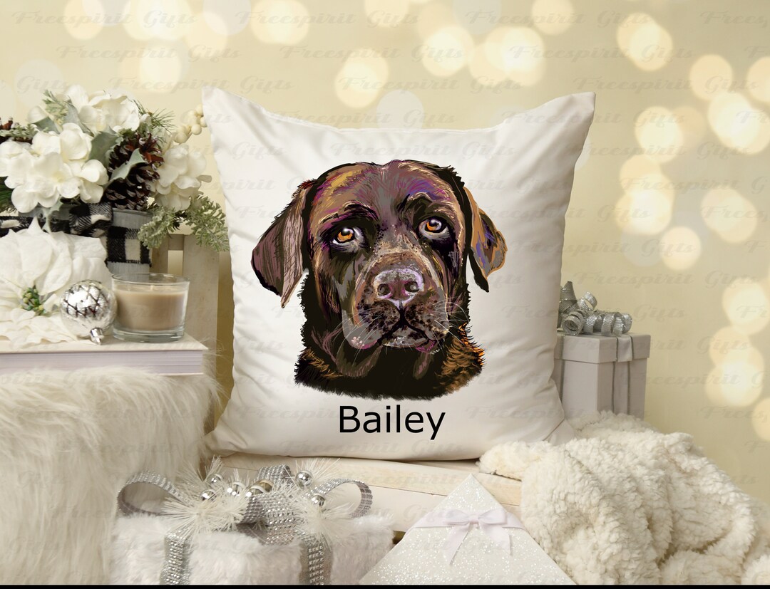 Chocolate Labrador Dog Cushion. Velvet Feel. Beautiful Design. Dog ...