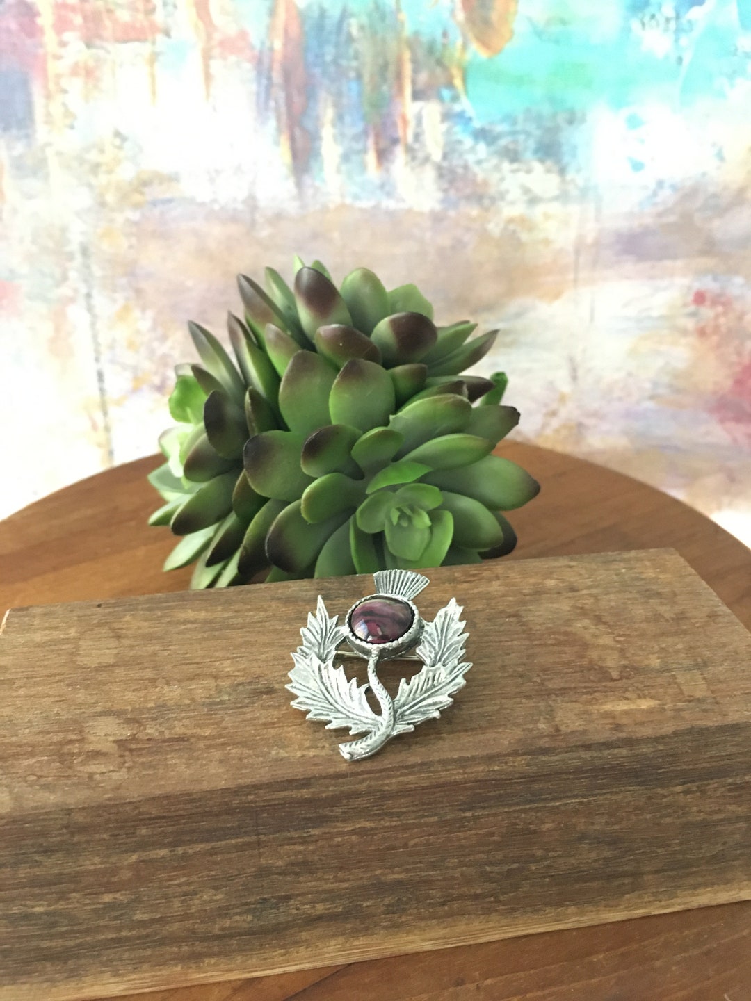 Scottish Celtic Heathergem Thistle Brooch - Etsy