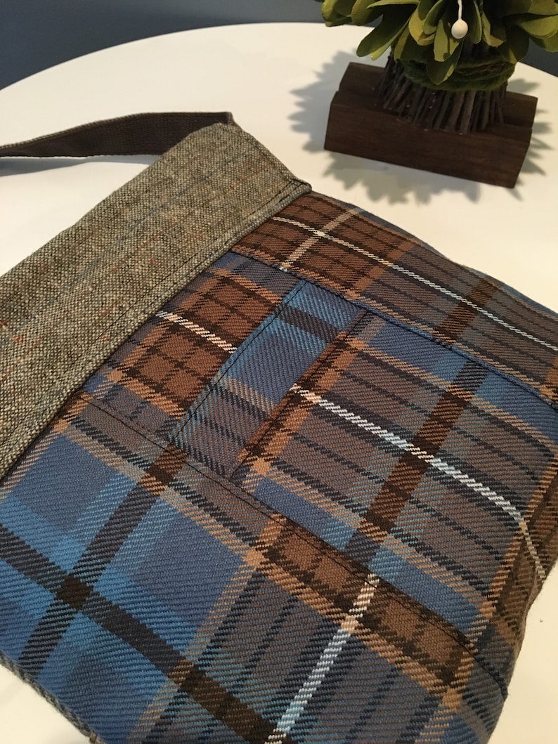 Plaid Patchwork Unisex Messenger Bag - Etsy