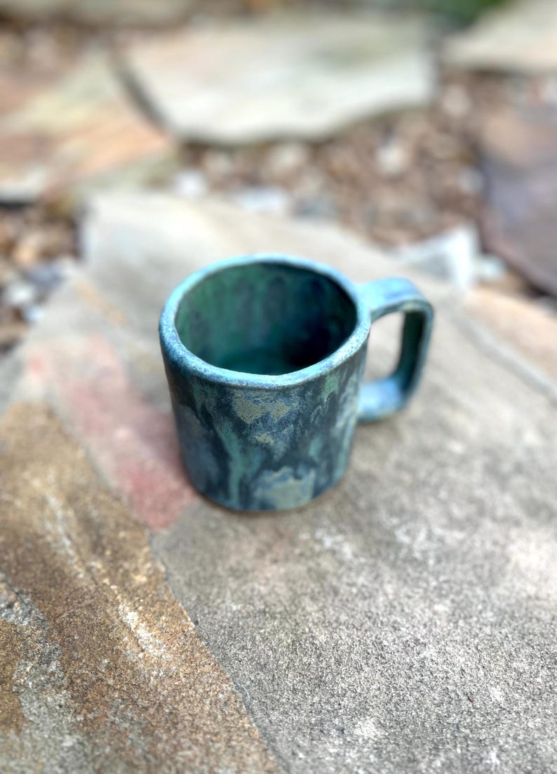 Handcrafted Espresso Mug With Grey Blue and Turquoise Reactive Glaze - Etsy