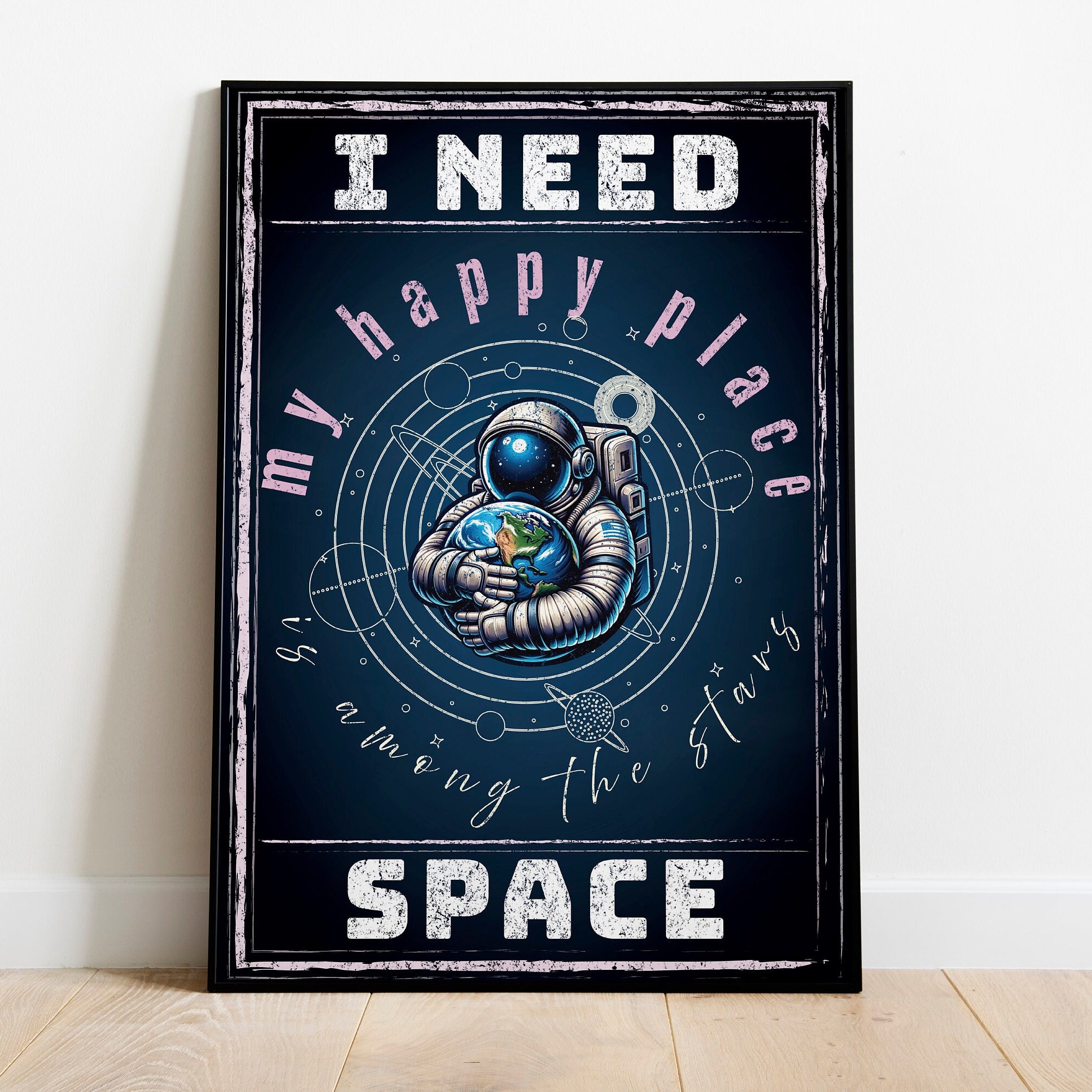 I Need Space PRINTABLE Poster, My Happy Place is Among the Stars, Quote ...