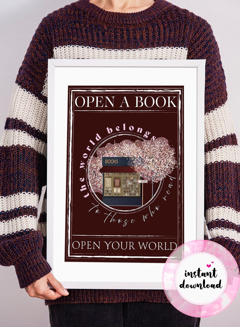 Reading Book PRINTABLE Poster, Print for Book Lover, Librarian, Perfect ...