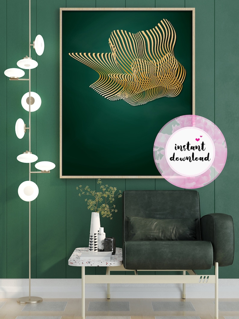Green and Gold Printable Wall Art, Luxury Emerald Green Print, Elegant ...