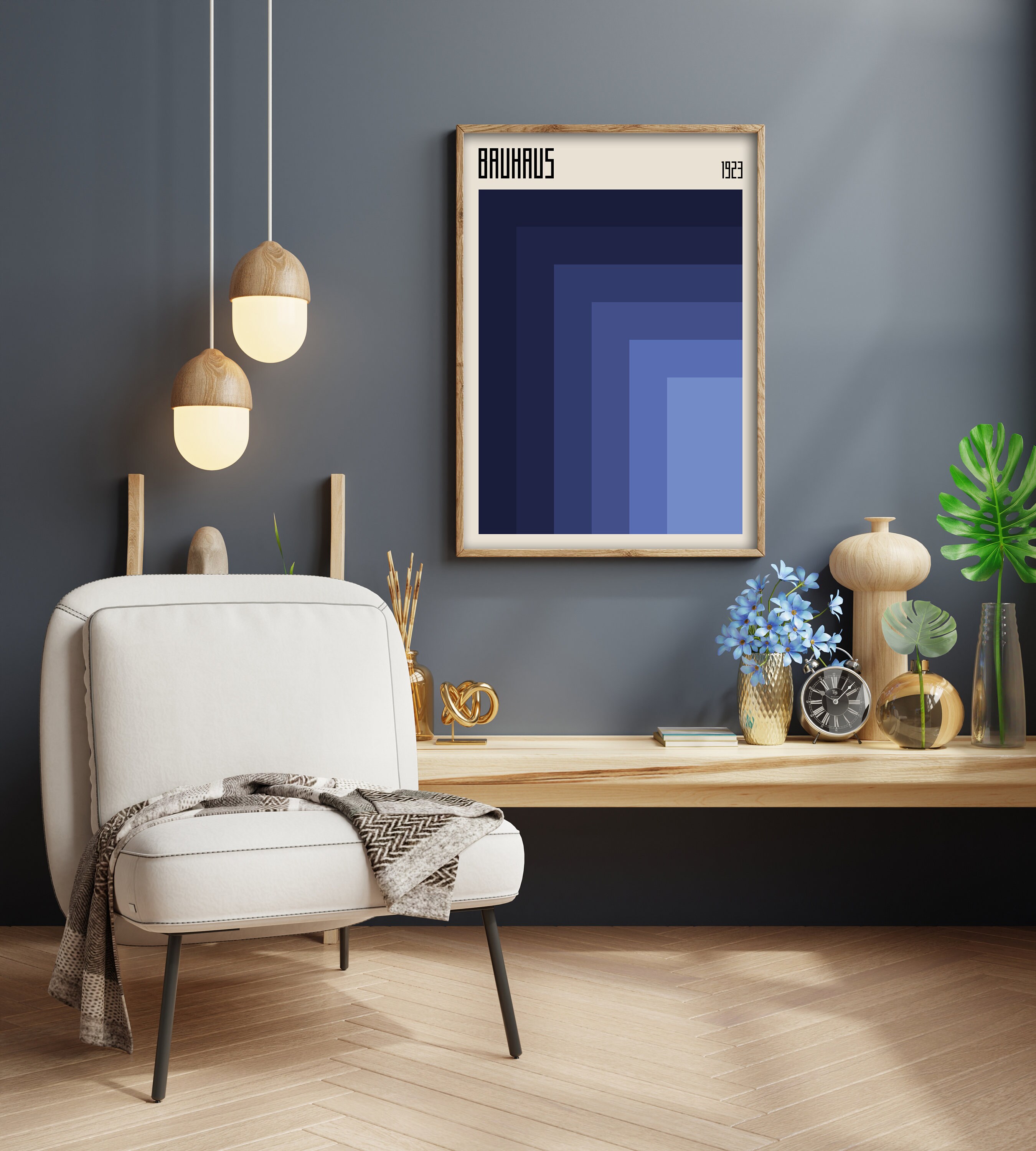 Bauhaus Blue PRINTABLE Exhibition Poster, Minimal Bauhaus Wall Art ...
